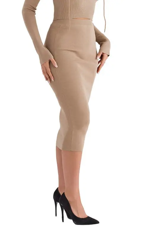 House Of Cb Heather Knit Midi Skirt