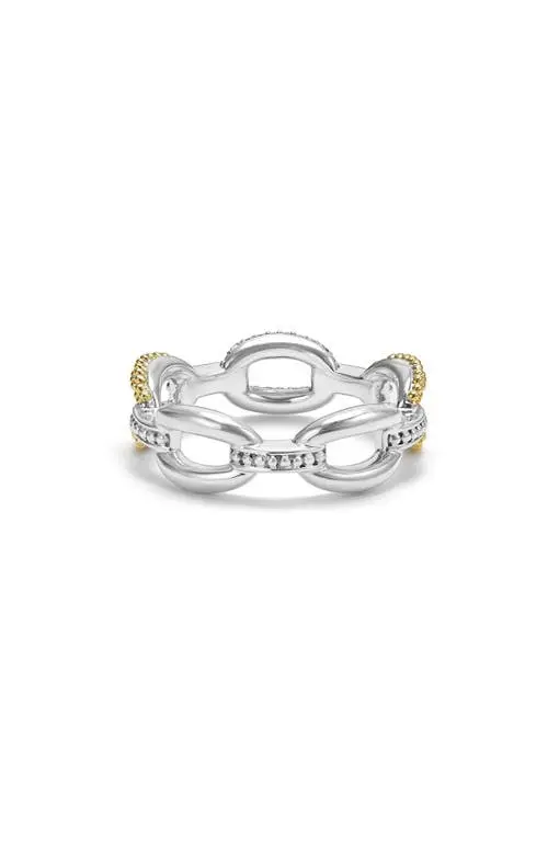 Lagos Caviar Luxe Diamond Pavé Link Ring
