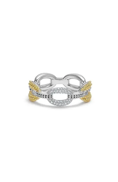 Lagos Caviar Luxe Diamond Pavé Link Ring