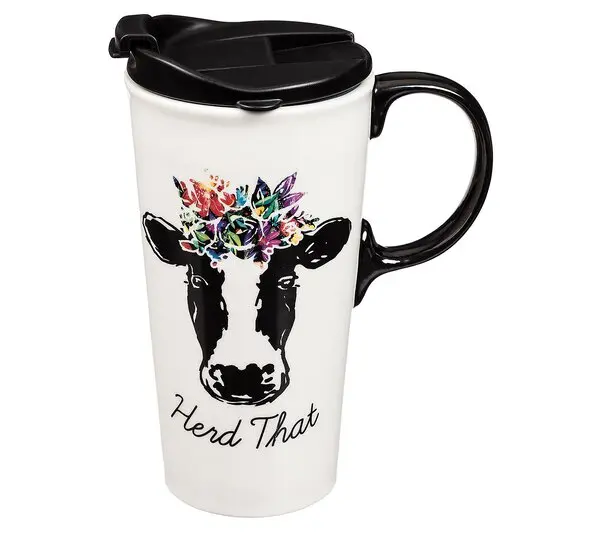 EVERGREEN 17oz. Ceramic 'herd That' Travel Cup - One-color