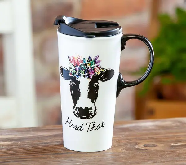 EVERGREEN 17oz. Ceramic 'herd That' Travel Cup