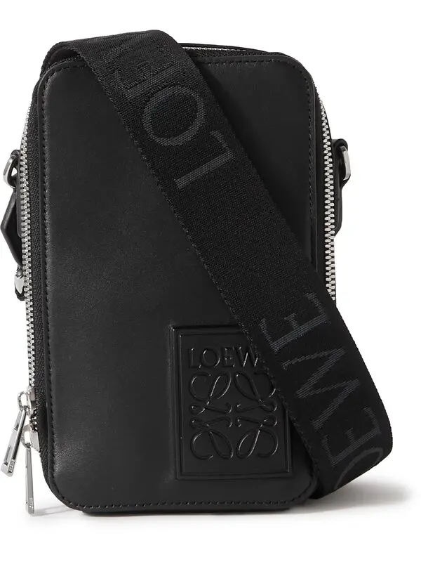 Loewe Logo-debossed Leather Messenger Bag