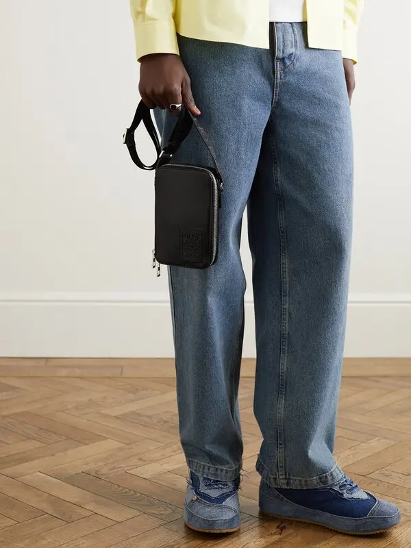 Loewe Logo-debossed Leather Messenger Bag