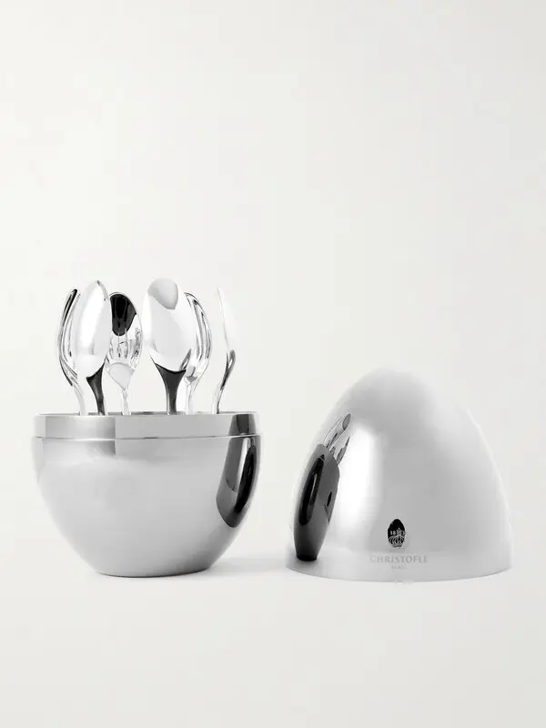 Christofle Plated Espresso Spoons With Case - Silver