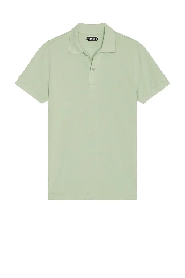 TOM FORD Tennis Piquet Short Sleeve Polo In Blue - Pistachio
