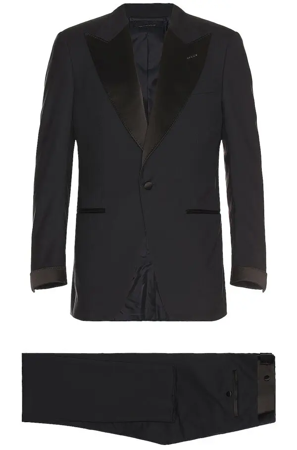 TOM FORD Super 120's Plain Weave Atticus Evening Suit In Black - Ink