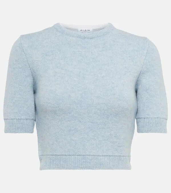 Alaïa Crop Wool Sweater - Blue
