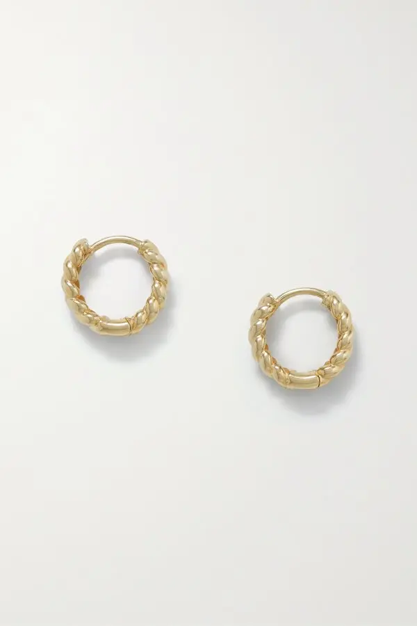 STONE AND STRAND Brioche 10-karat Hoop Earrings