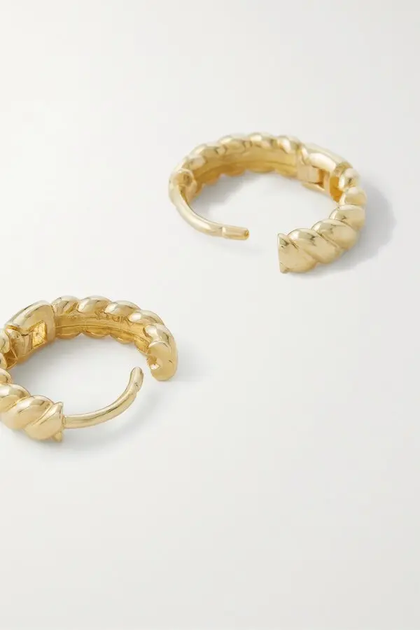 STONE AND STRAND Brioche 10-karat Hoop Earrings