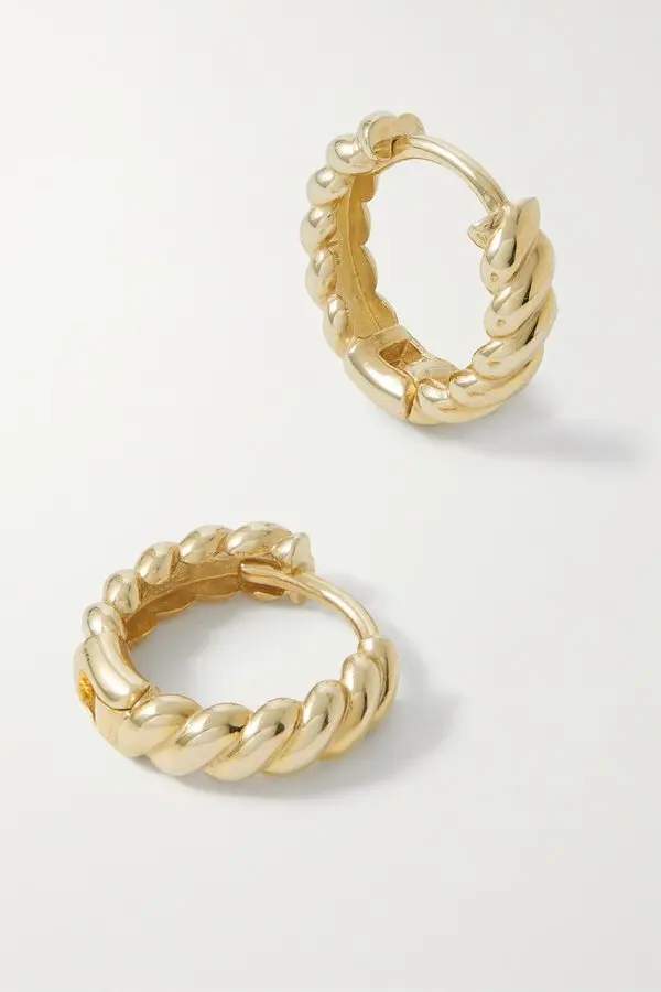 STONE AND STRAND Brioche 10-karat Hoop Earrings