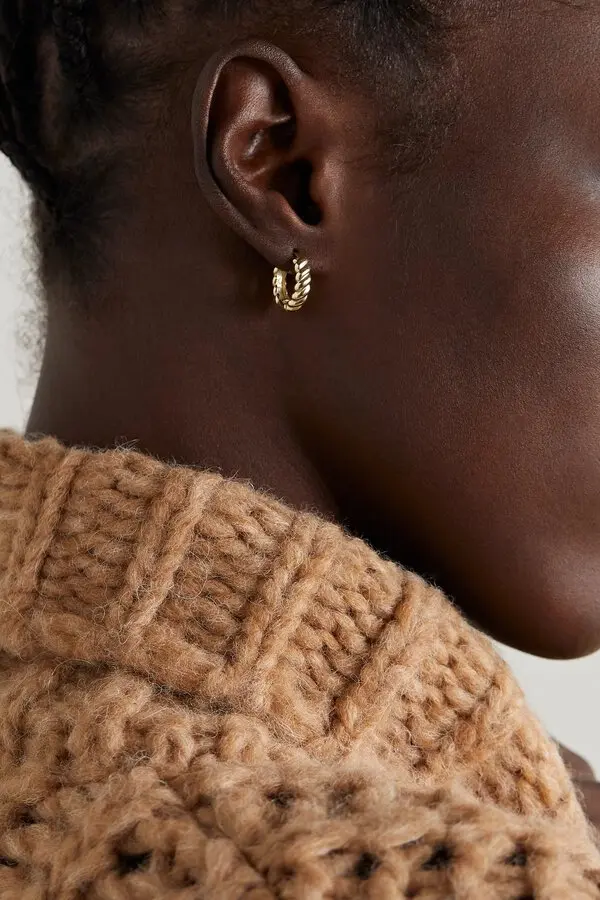 STONE AND STRAND Brioche 10-karat Hoop Earrings