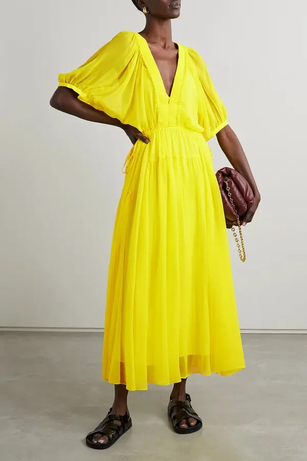 sachin and babi light blue dress Martini Olive Chiffon V-Neck Bridesmaid Dress A-Line Floor-Length main image 0