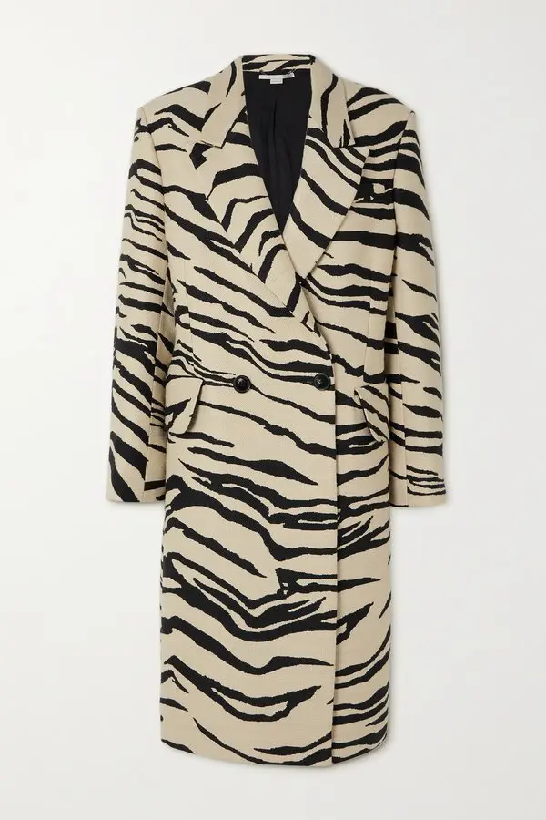 Stella McCartney Double-breasted Zebra-print Woven Coat