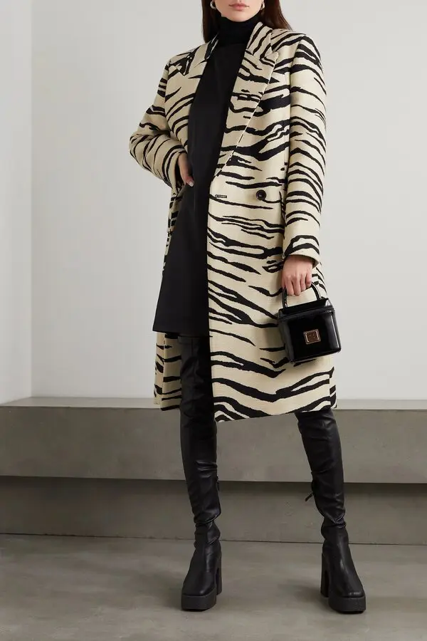 Stella McCartney Double-breasted Zebra-print Woven Coat