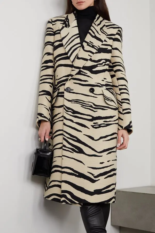 Stella McCartney Double-breasted Zebra-print Woven Coat