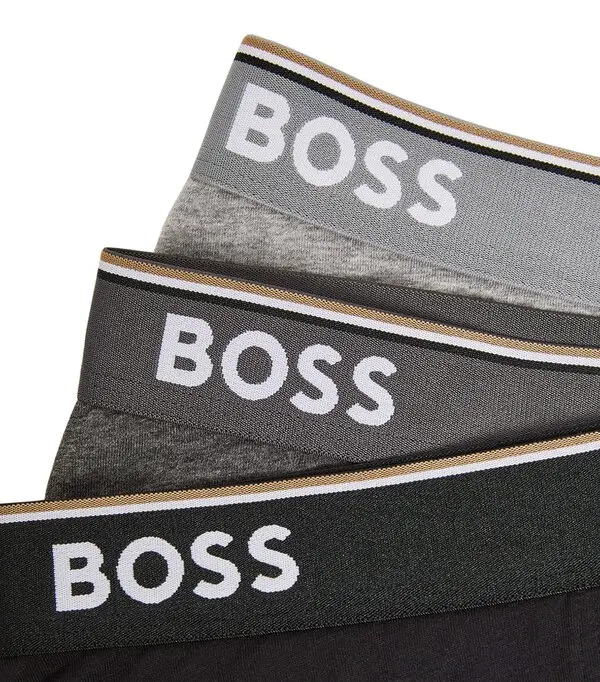 BOSS Stretch-cotton Logo Trunks - Grey