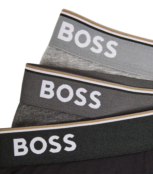 BOSS Stretch-cotton Logo Trunks - Grey