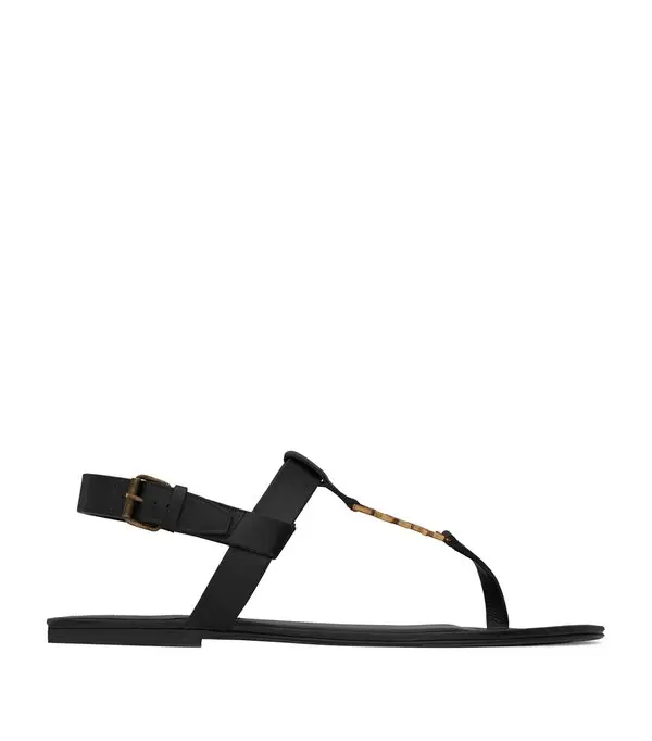 Saint Laurent Leather Cassandra Sandals - Black