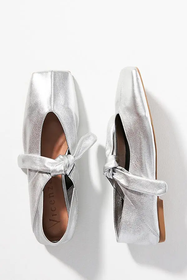 VICENZA Bow Mary Jane Flats - Silver