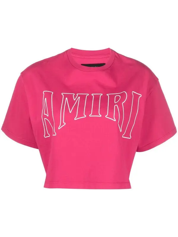 Amiri Cropped Logo-print Cotton T-shirt