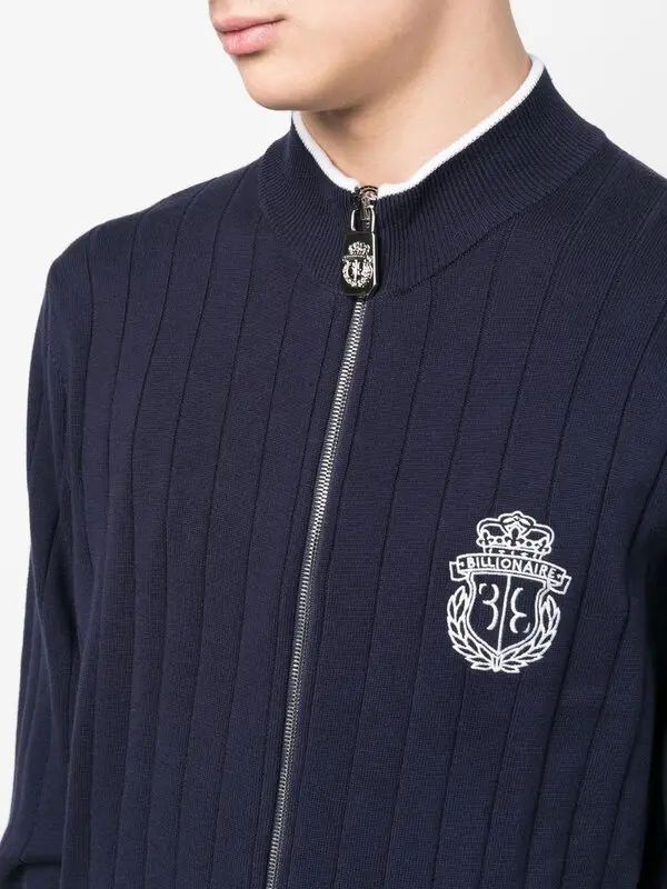 BILLIONAIRE Logo-embroidered Ribbed-knit Pullover