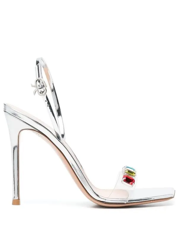 GIANVITO ROSSI Ribbon Candy 105mm Sandals - Silver