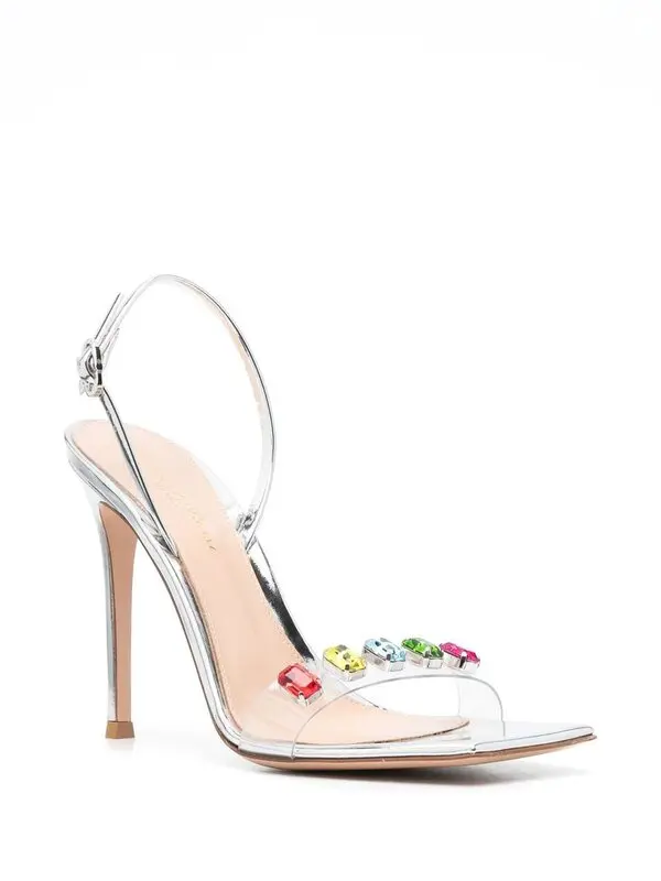 GIANVITO ROSSI Ribbon Candy 105mm Sandals - Silver