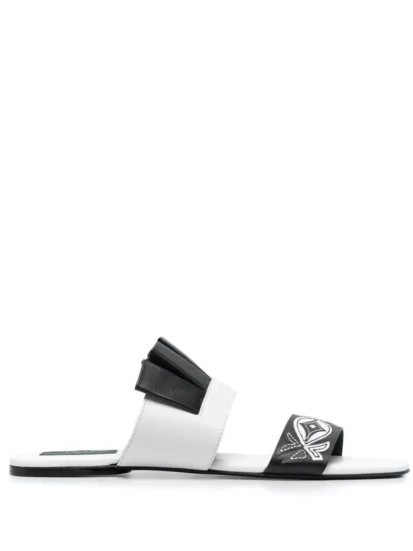 Emilio Pucci Embroidered-detail Slides - Black