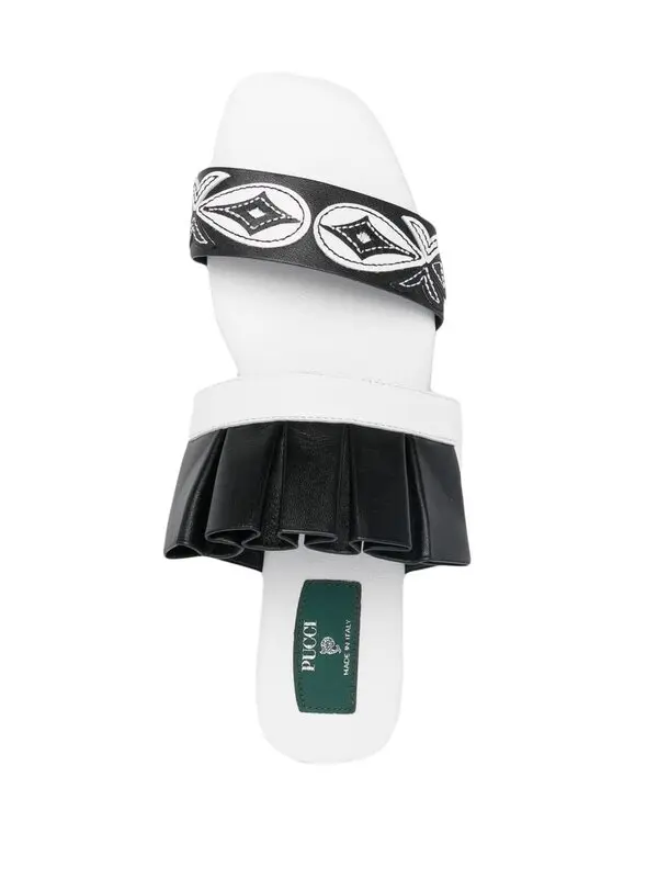 Emilio Pucci Embroidered-detail Slides - Black