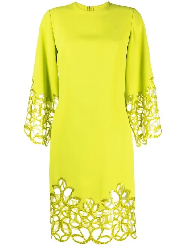 Elie Saab Sequin-embellished Lace-trimmed Dress