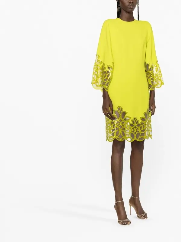 Elie Saab Sequin-embellished Lace-trimmed Dress