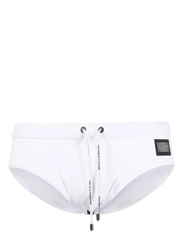 Dolce & Gabbana Logo-plaque Swimming Trunks - White