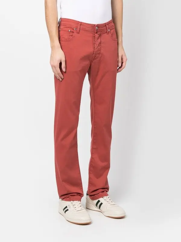 Jacob Cohen Straight-leg Jeans With Attached Scarf - Red