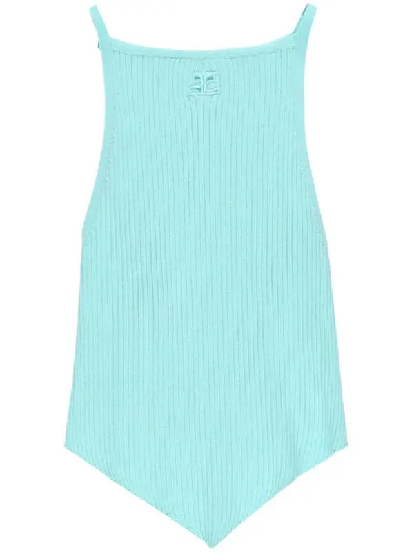 COURREGES Pointy Rib-knit Tank Top - Blue