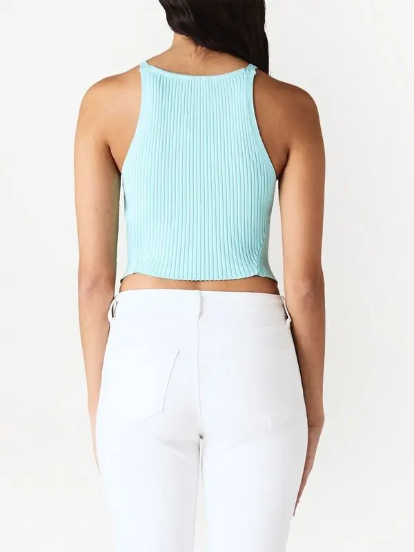 COURREGES Pointy Rib-knit Tank Top - Blue