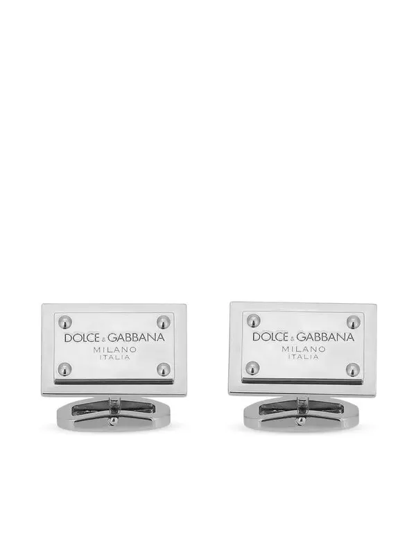 Dolce & Gabbana Logo-tag Square Cufflinks - Silver