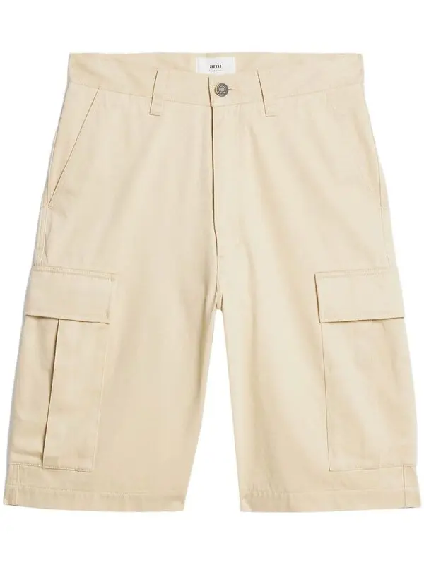 AMI Paris Straight-leg Cargo Shorts - Neutrals
