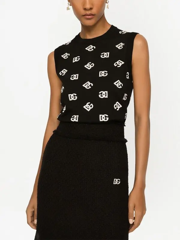 Dolce & Gabbana Intarsia-logo Knitted Vest Top