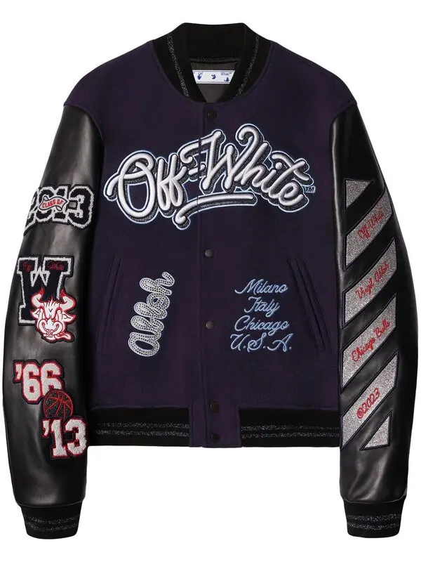 Off-White C/o Chicago Bulls Varsity Jacket - Black