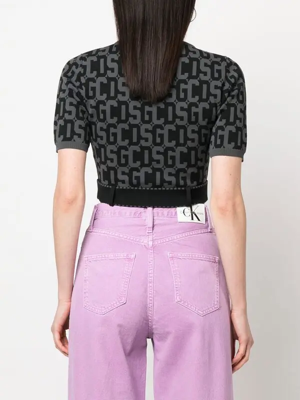 Gcds Matilda Monogram Cropped Top - Black