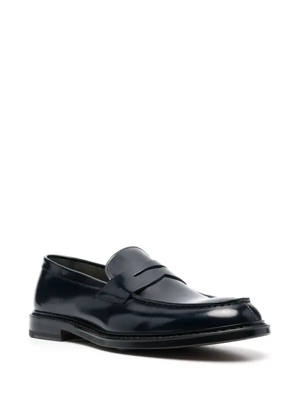DOUCAL'S Almond-toe Leather Loafers - Black