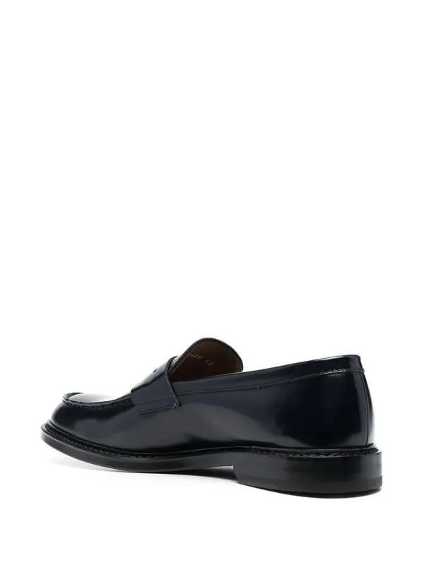DOUCAL'S Almond-toe Leather Loafers - Black