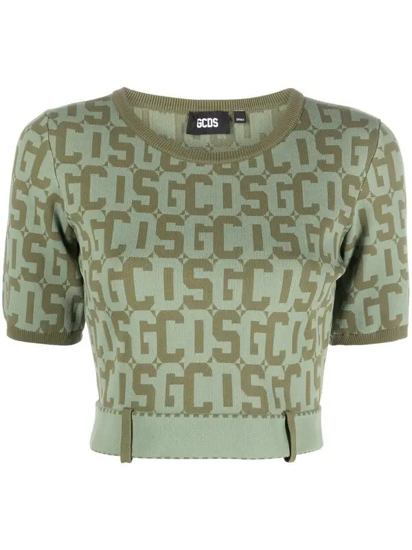 Gcds Matilda Monogram Cropped Top - Green