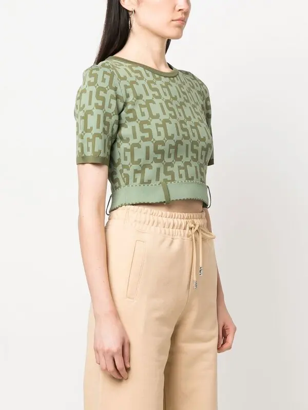 Gcds Matilda Monogram Cropped Top - Green