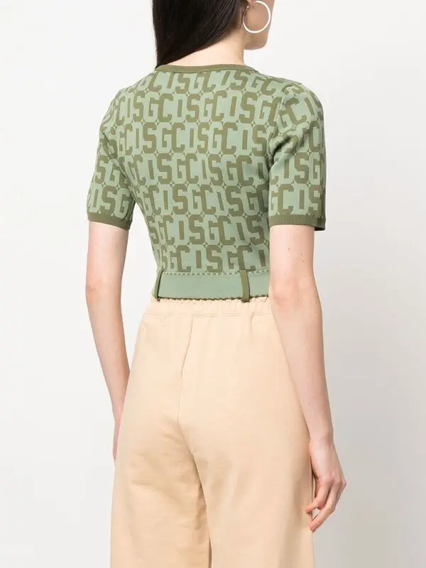 Gcds Matilda Monogram Cropped Top - Green