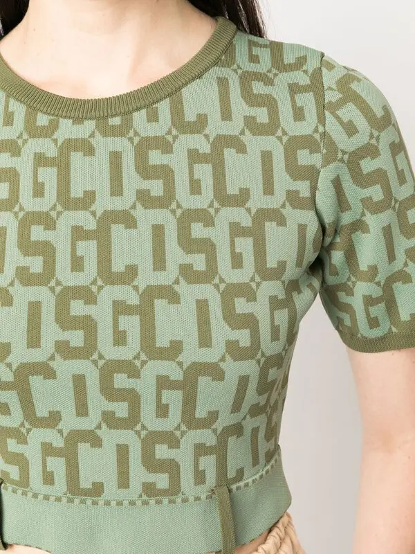 Gcds Matilda Monogram Cropped Top - Green