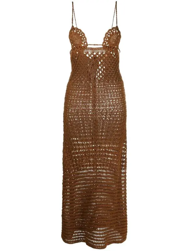 Alanui Mother Nature Crochet Dress - Brown