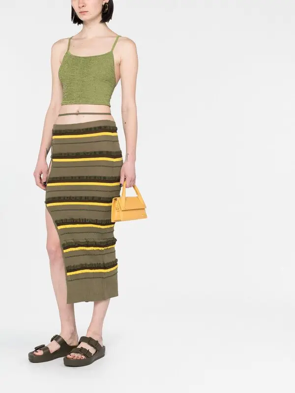 Jacquemus Ribbed-knit Striped Midi Skirt - Green