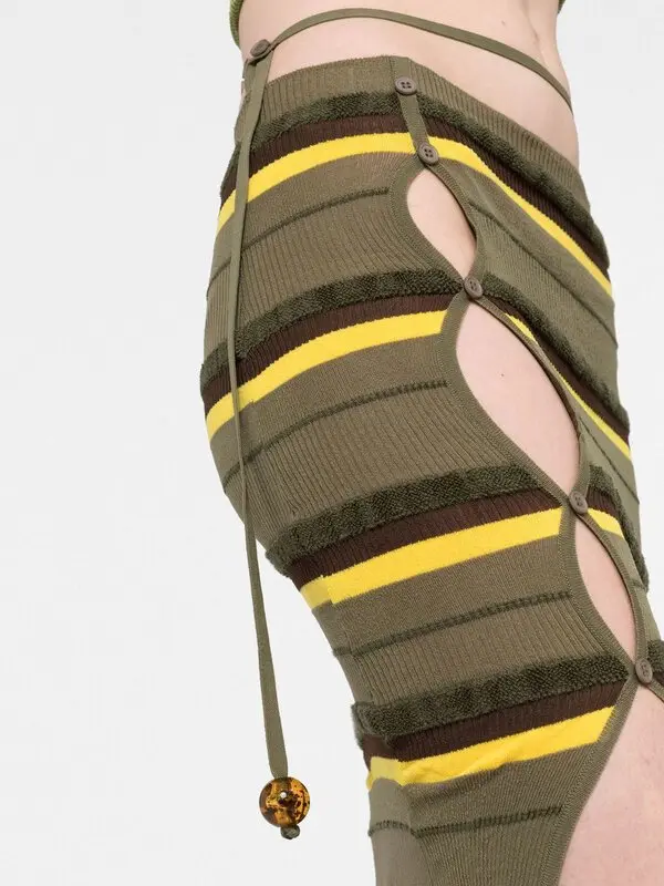 Jacquemus Ribbed-knit Striped Midi Skirt - Green