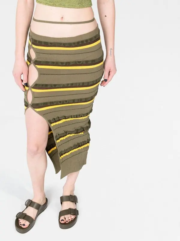 Jacquemus Ribbed-knit Striped Midi Skirt - Green